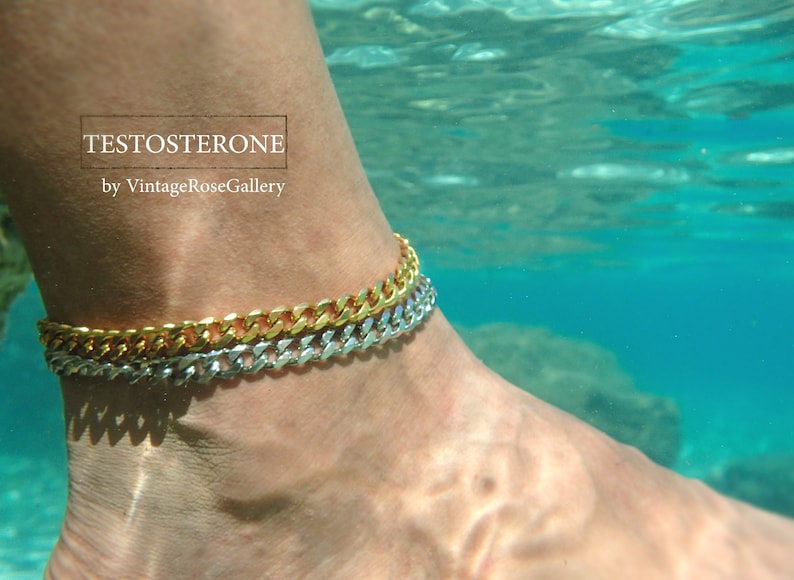 Gold Silver Chain Anklet for Men 7mm 4.50mm Anklets for Men - Etsy