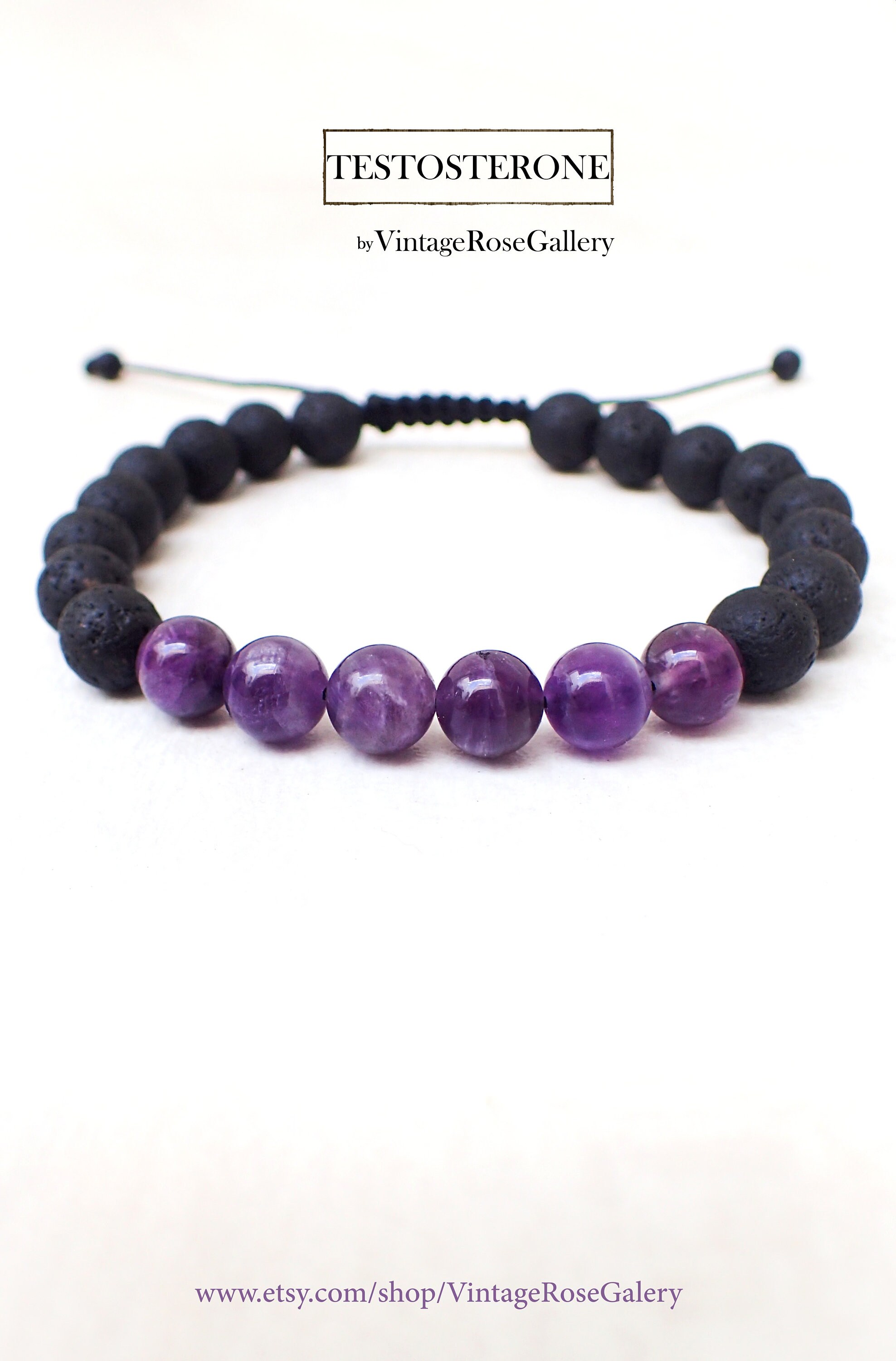 Amethyst Mens Bracelet Exclusive Amethyst Lava Gemstones Mens | Etsy