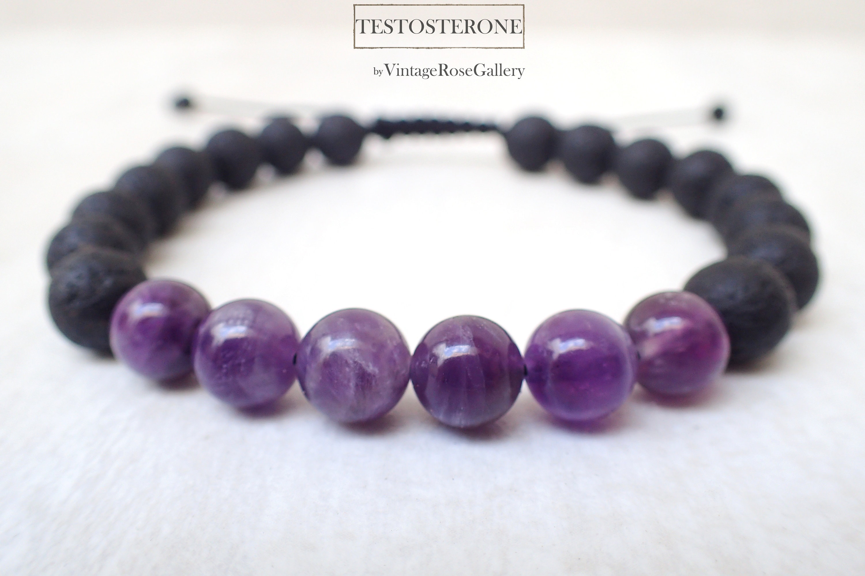 Amethyst Mens Bracelet Exclusive Amethyst Lava Gemstones Mens | Etsy