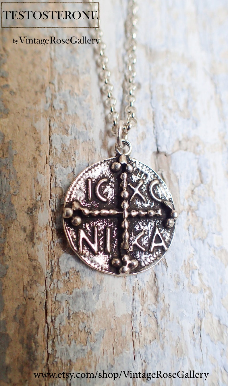 Mens Coin Necklace Mens Jewelry Byzantine Cross Necklace - Etsy