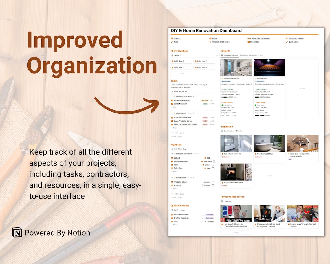 Notion Template Home Renovation Planner - Home Renovation Budget ...