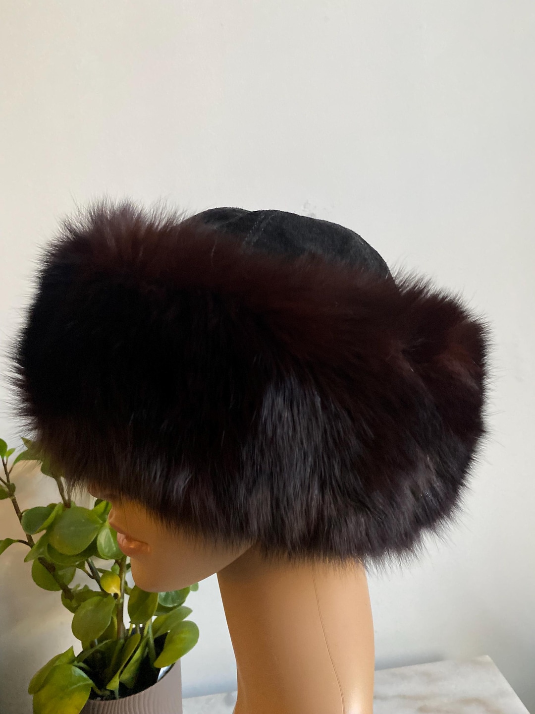 Vtg Black Mink Top Fox Fur Trims Fur Hat Coat - Etsy