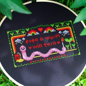 Arson Worm Cross Stitch Pattern - Even A Worm Will Turn - PDF Digital ...