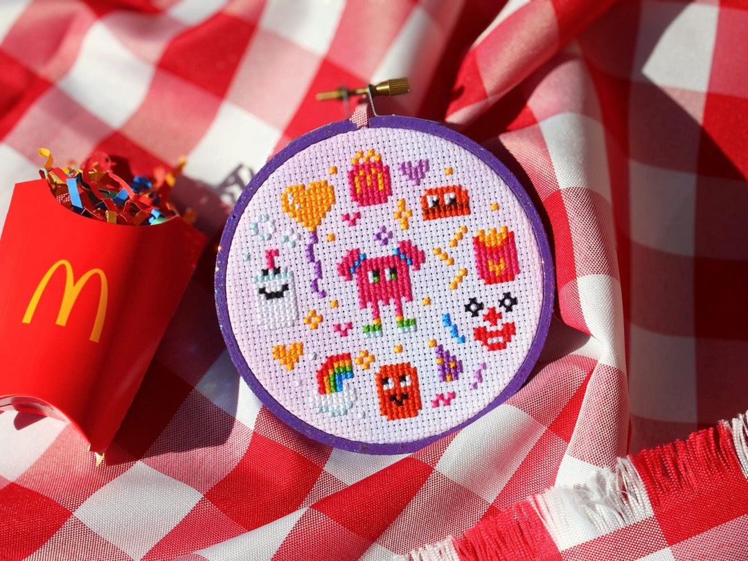 Mcdonald's Birthday Party PDF Cross Stitch Pattern Cute Mcdonalds Cross ...