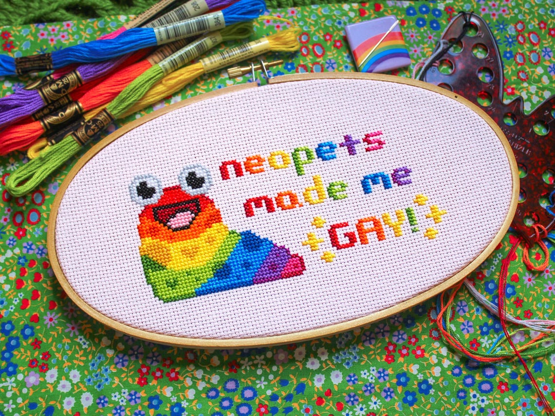 Rainbow Slorg Cross Stitch Pattern - Gay Neopets Nostalgia - PDF ...