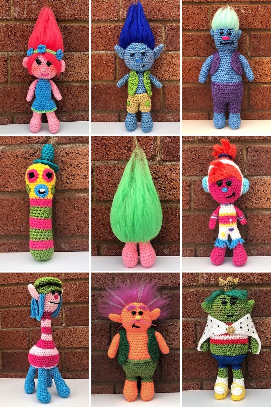 PDF Crochet Pattern | 9 Troll Dolls Crochet Patterns | Amigurumi ...