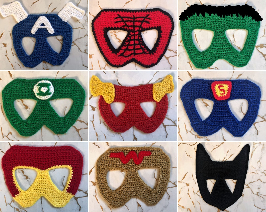 PDF Crochet Pattern | 9 Superhero Masks | Superhero Fancy Dress ...