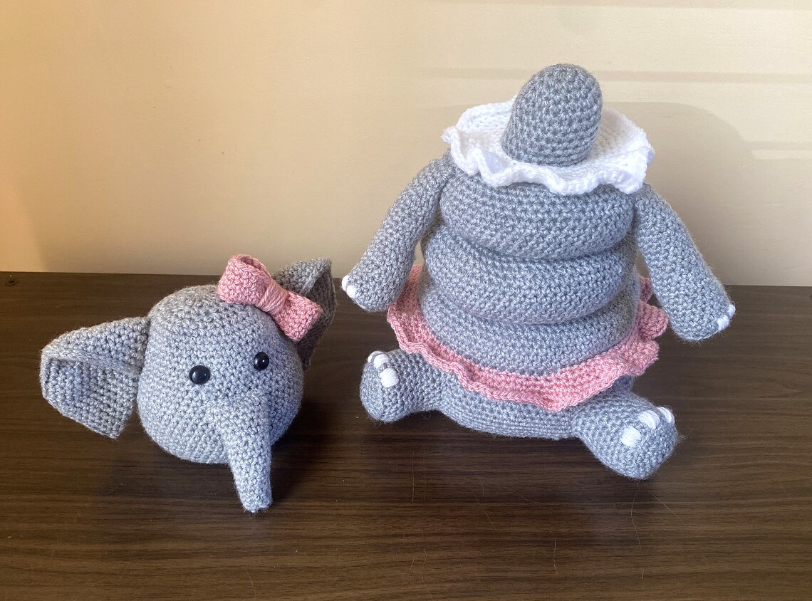 Crochet Elephant Ring Stacker Pattern: Amigurumi Baby Toy (PDF) - Etsy