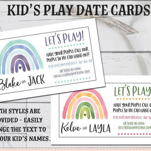 Editable Playdate Calling Card for Kid Printable Summer Play - Etsy