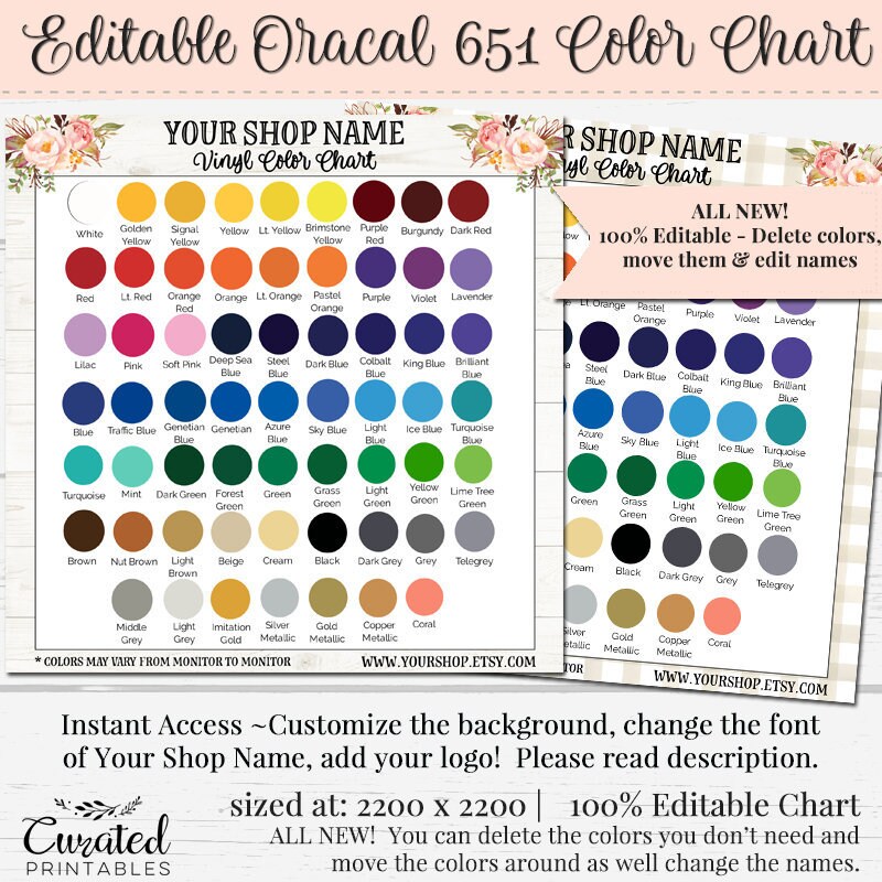 Oracal Vinyl Chart - Etsy