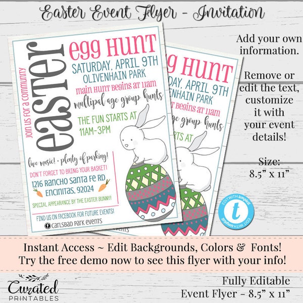 Custom Easter Egg Hunt Invitations - Etsy