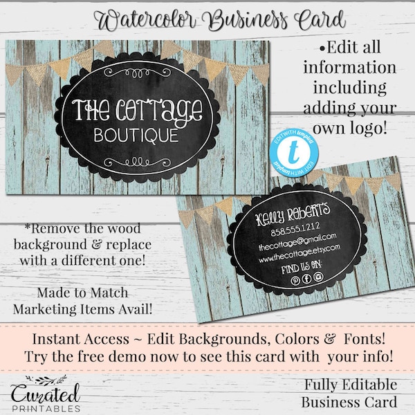 Rustic Business Card - Etsy