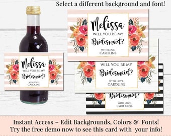 Mini Champagne Label Editable Wine Label Small DIY Wine | Etsy