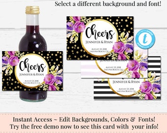 Mini Champagne Label Editable Wine Label Small DIY Wine | Etsy