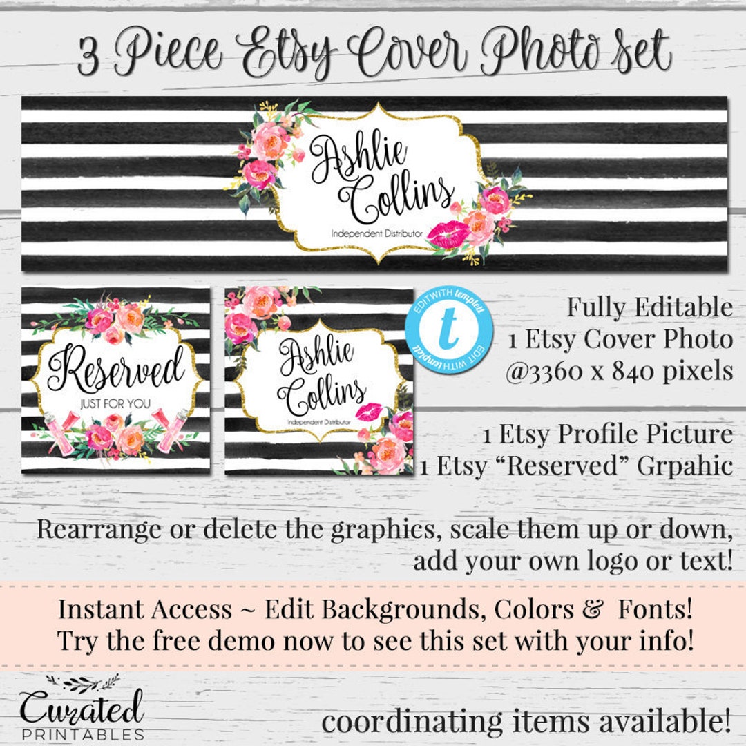Etsy Cover Photo, DIY Etsy Banner, Editable Etsy Set, DIY Etsy Set ...
