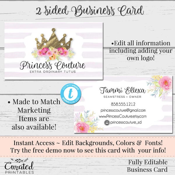 Floral Business Card - Etsy