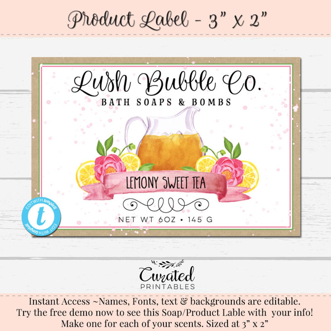 Soap Label Editable Label Bath Product Label DIY Ingredient | Etsy