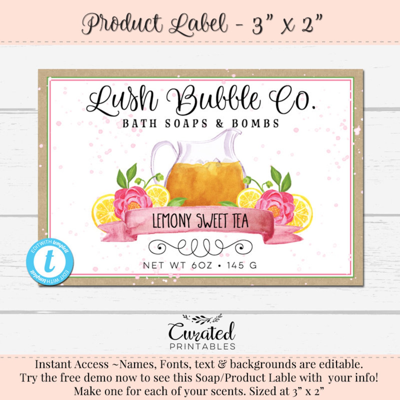 Soap Label Editable Label Bath Product Label DIY Ingredient | Etsy