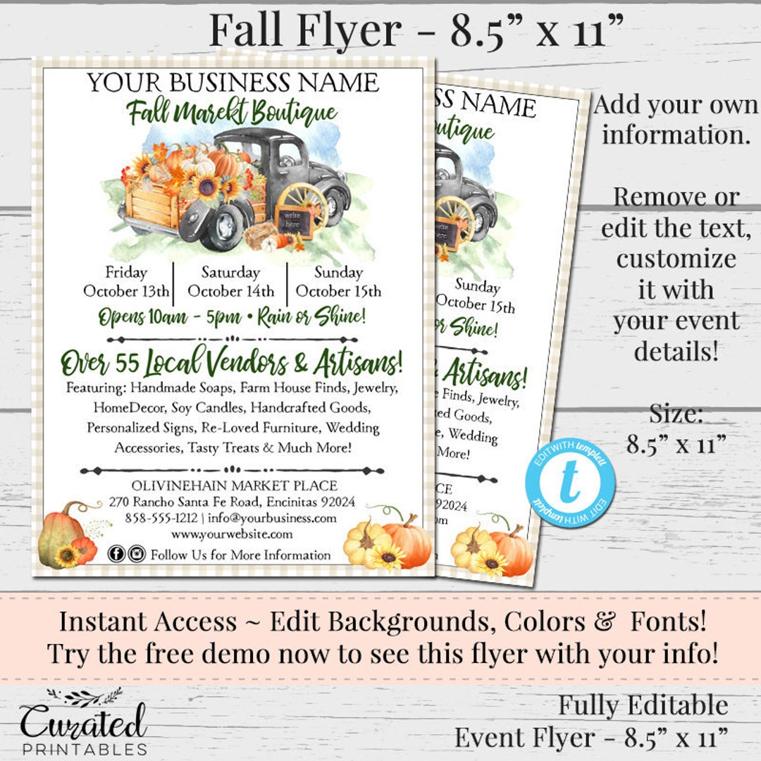 Fall Market Flyer, Custom Flyer, Vendor Flyer, Market Flyer, DIY ...
