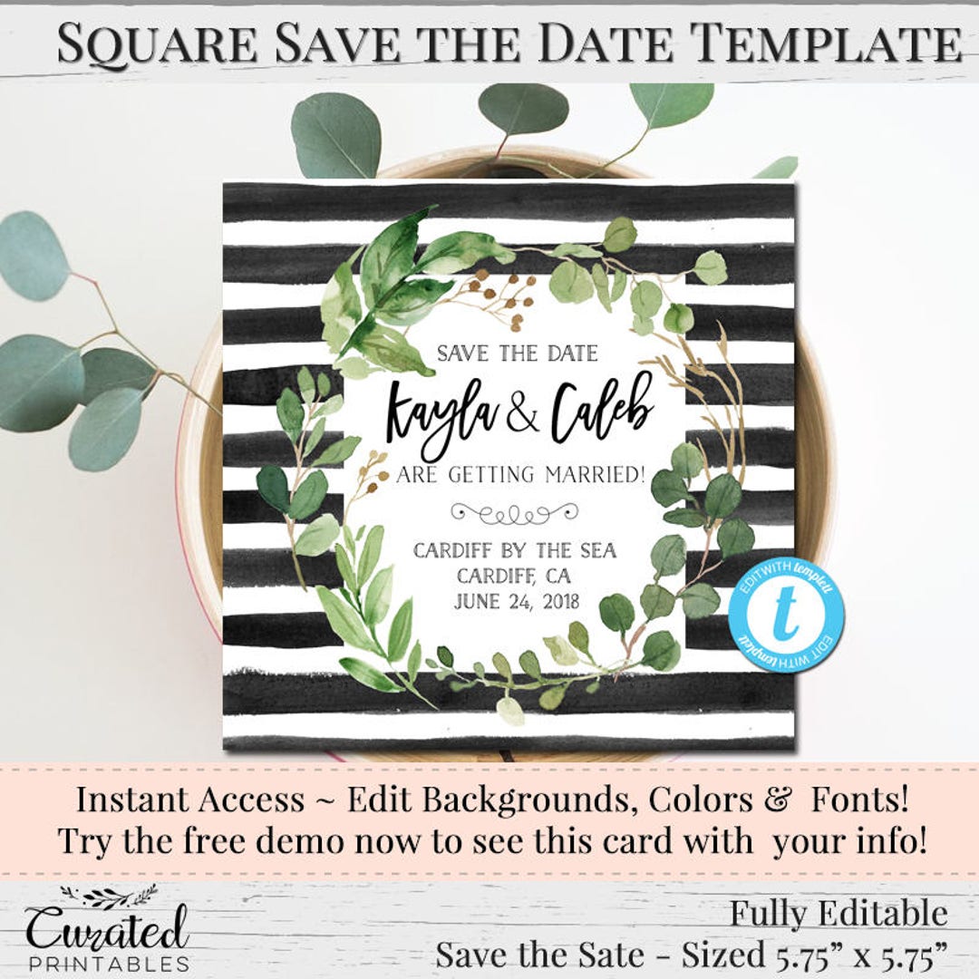 Save the Date, Wedding Invitation, Square Save the Date, Wedding ...