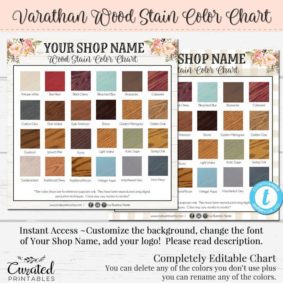 Varathan Stain Color Chart, Custom Color Chart, DIY Wood Stain Color ...
