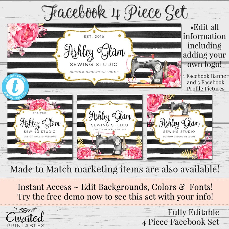 DIY Etsy Cover Photo Etsy Banner Editable Set DIY Etsy Set - Etsy