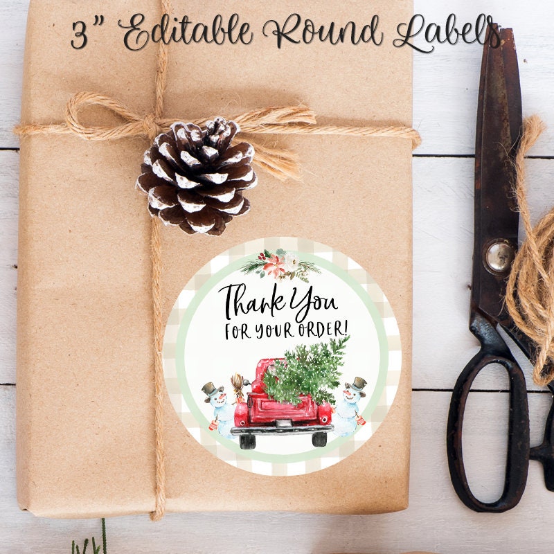 Holiday Round Sticker Editable Label 3 Inch Round Label | Etsy