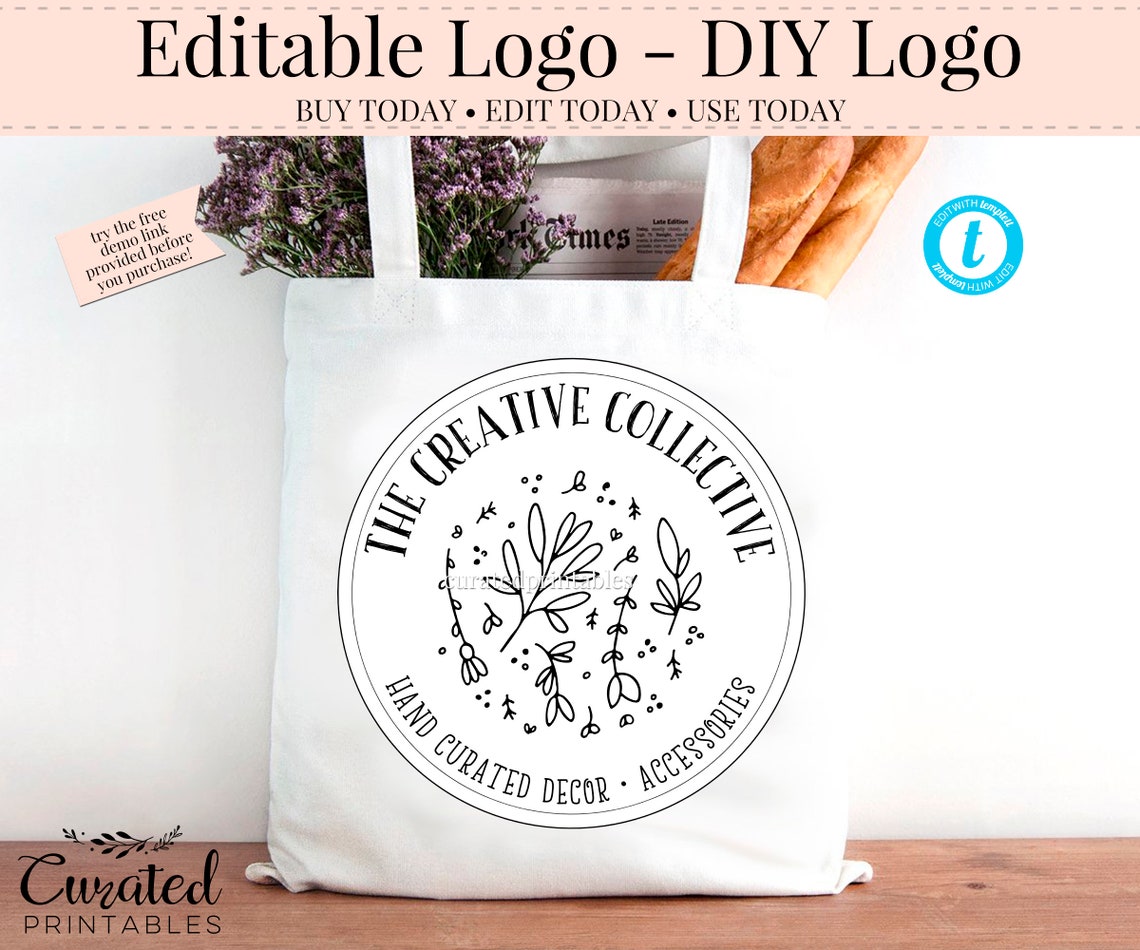 Editable Logo Round Logo Boutique DIY Logo Retro Logo DIY - Etsy