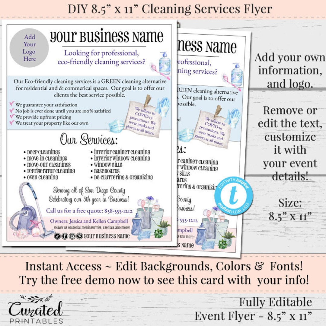 Cleaning Services Flyer, Housekeeper Flyer, Maid Flyer, Editable Flyer ...