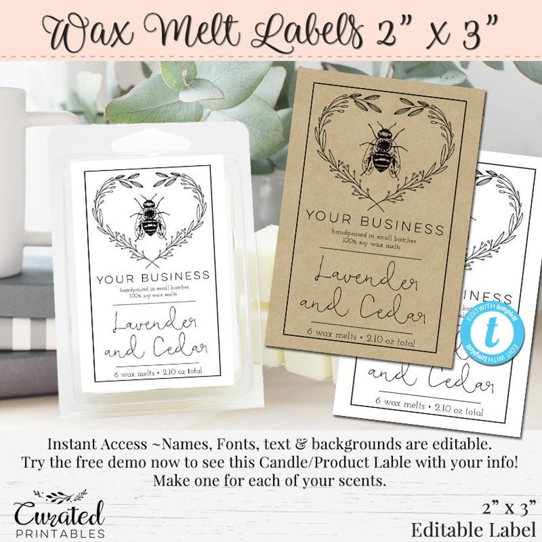 Beeswax Melts Label, Editable Label, DIY Product Label, DIY Ingredient ...