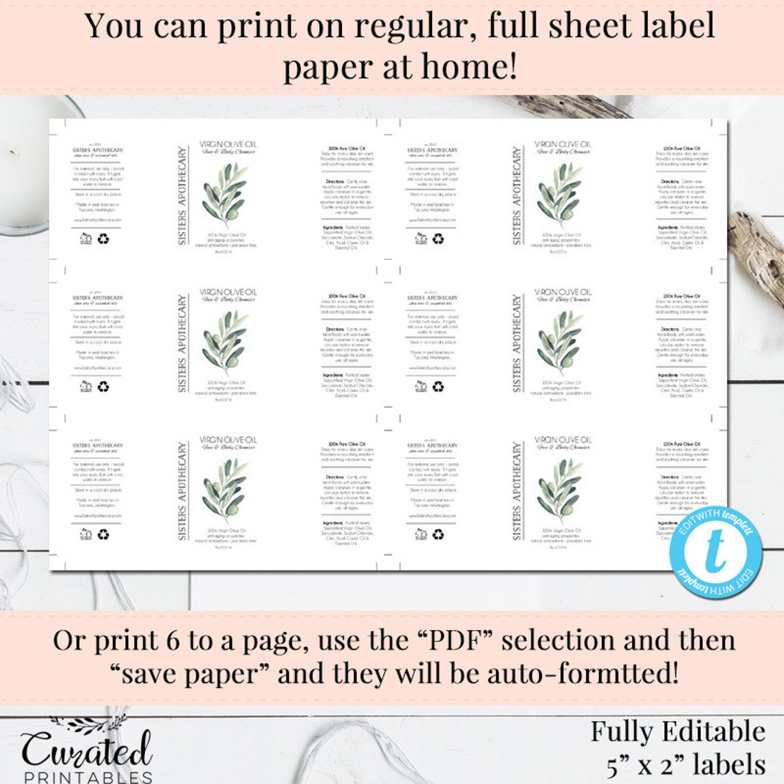 Wrap Around Bottle Label Editable Bottle Label DIY Bottle | Etsy Canada