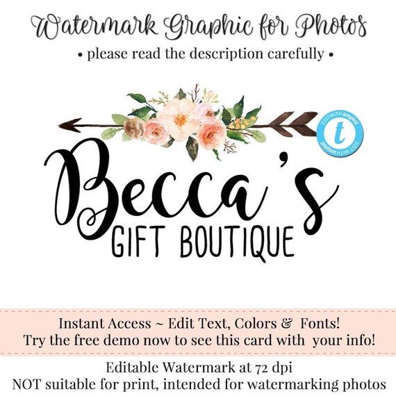 DIY Watermark for Photos Watermark Graphic Watermark Logo | Etsy