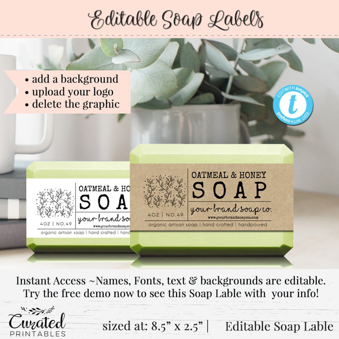 Soap Label, Editable Label, Bath Product Label, DIY Ingredient Label ...