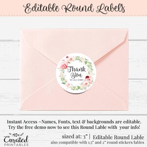 Round Label, Editable Label, 3 Inch Round Label, Label, DIY Round ...