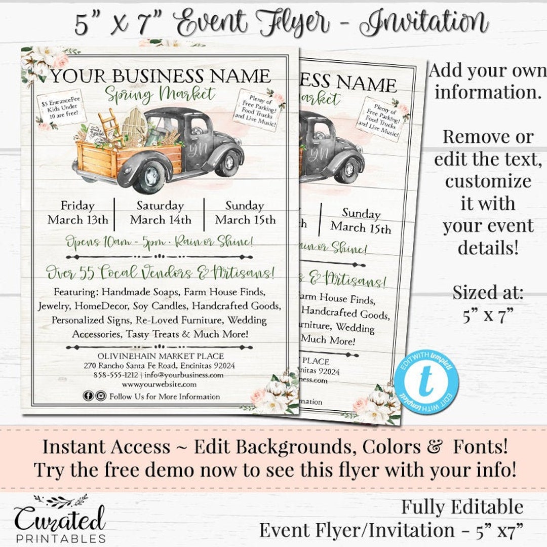 Black Truck Invitation, Custom Flyer, Vendor Flyer, Market Flyer, DIY ...