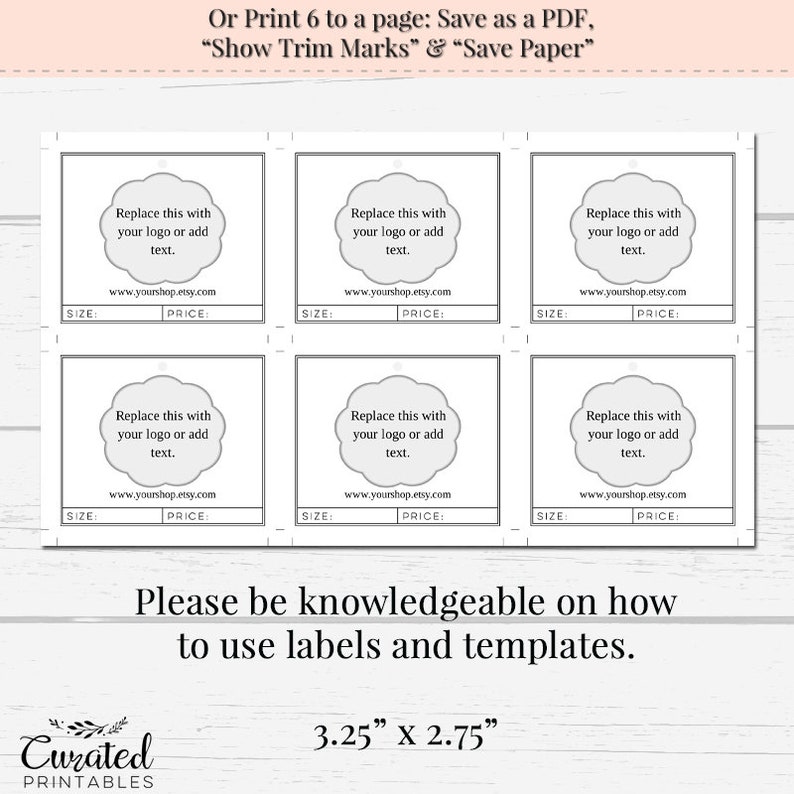 Logo Tag Logo Label Add Your Logo Editable Label DIY Hang - Etsy