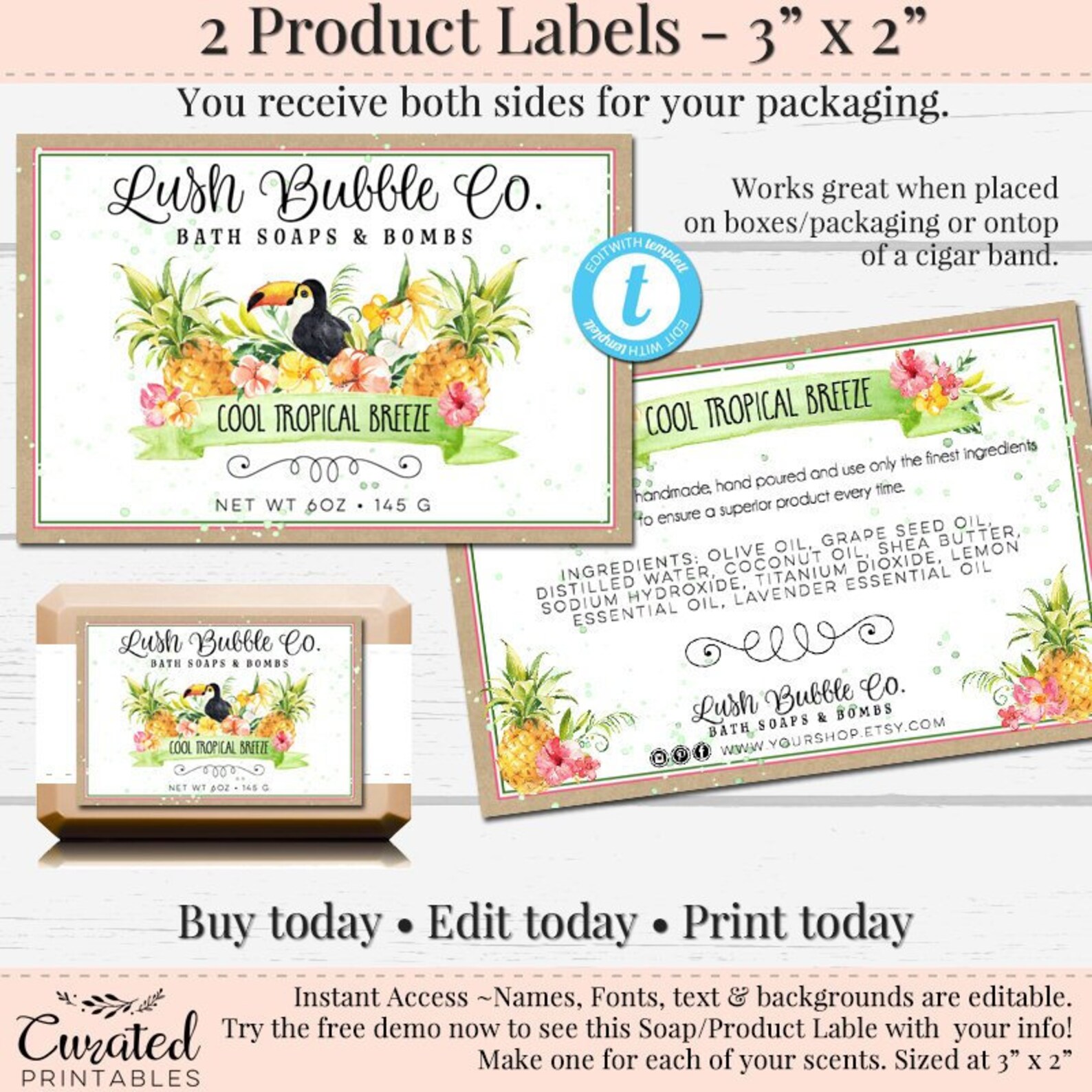 Soap Label Editable Label Bath Product Label DIY Ingredient | Etsy