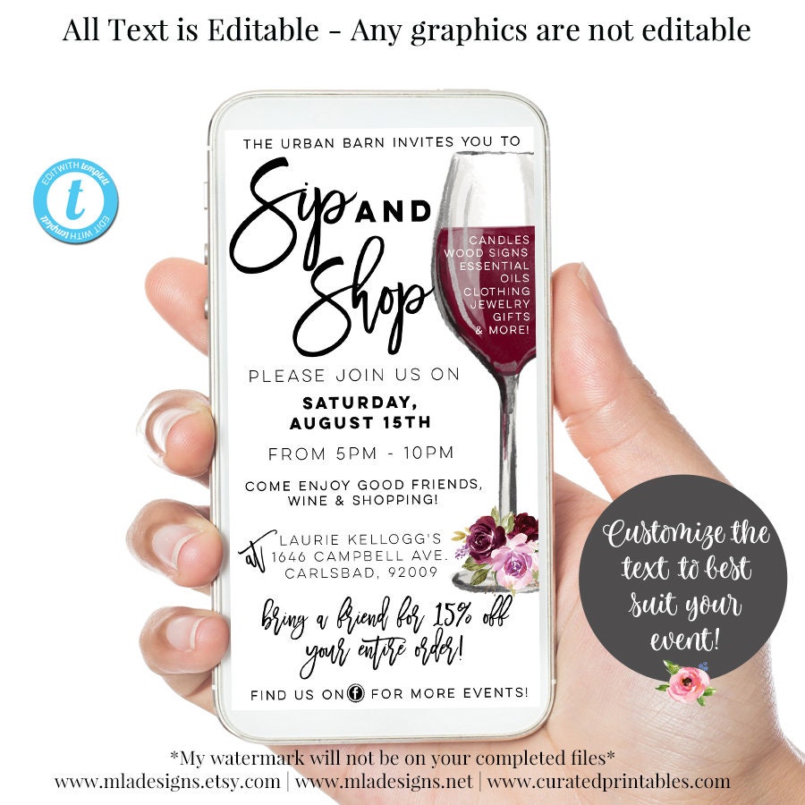 Sip and Shop Electronic Invitation Digital Invitation - Etsy