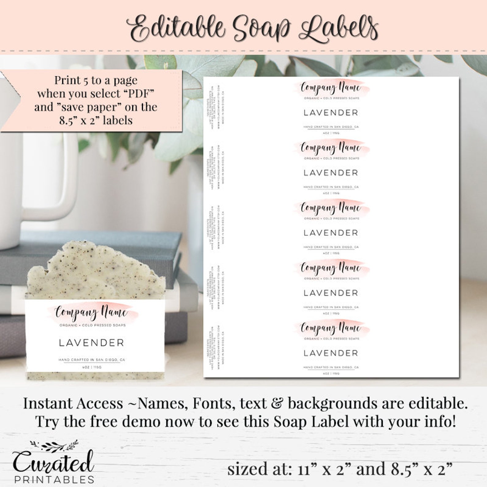 Soap Label Editable Label Bath Product Label DIY Ingredient - Etsy