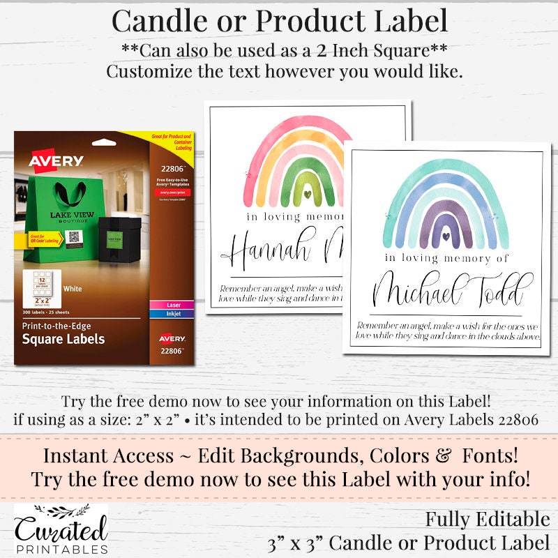 DIY Memorial Candle Label Editable Label Editable Product - Etsy