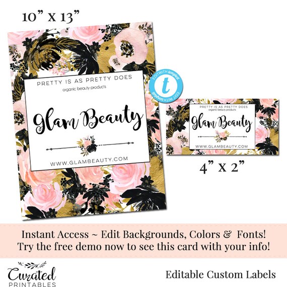 2 Labels DIY Labels Editable Labels Black and Gold Label | Etsy