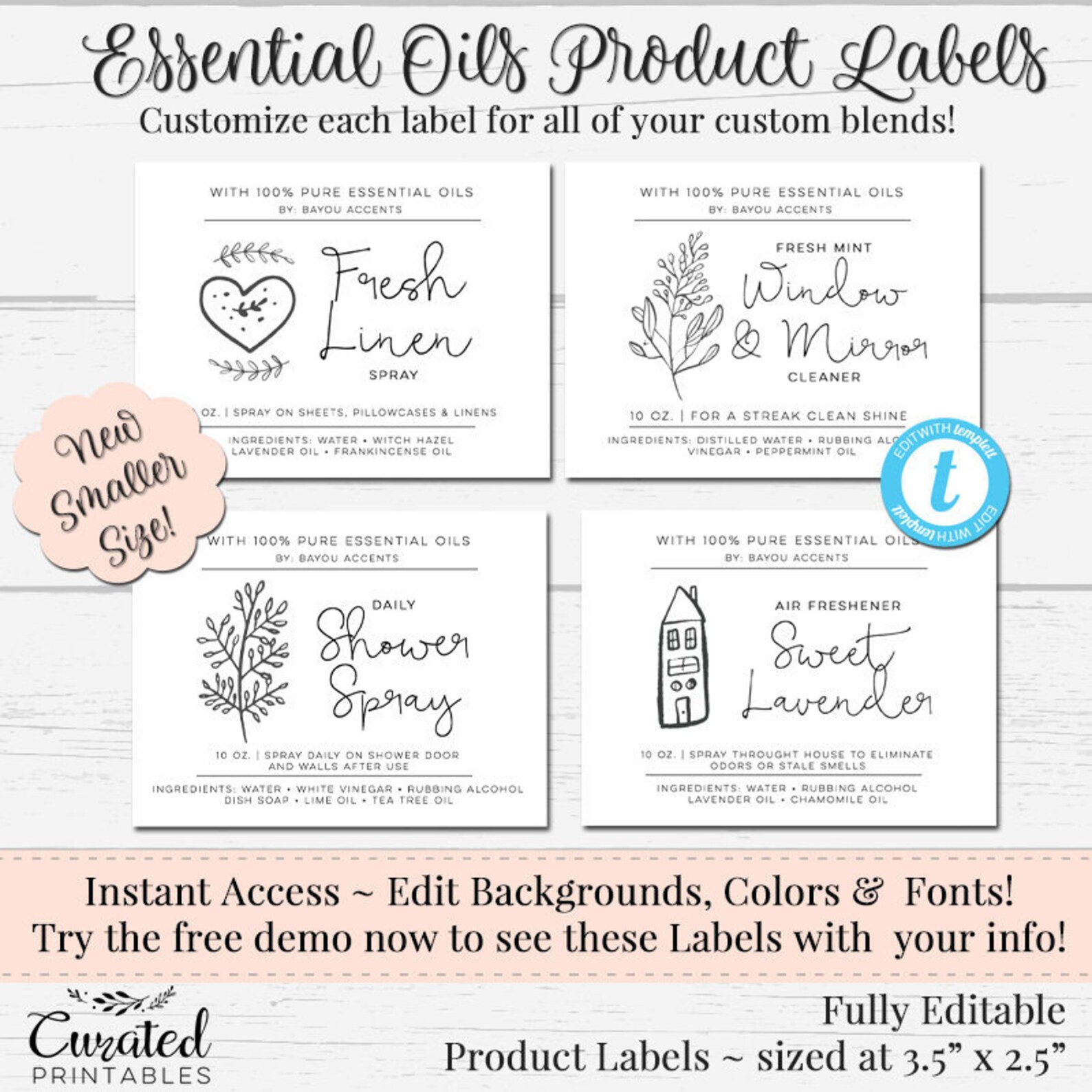 Essential Oil Labels, Essential Oils Product Label, Editable Label ...