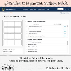 DIY Small Label, Editable Label, Small Product Label, DIY Ingredient ...