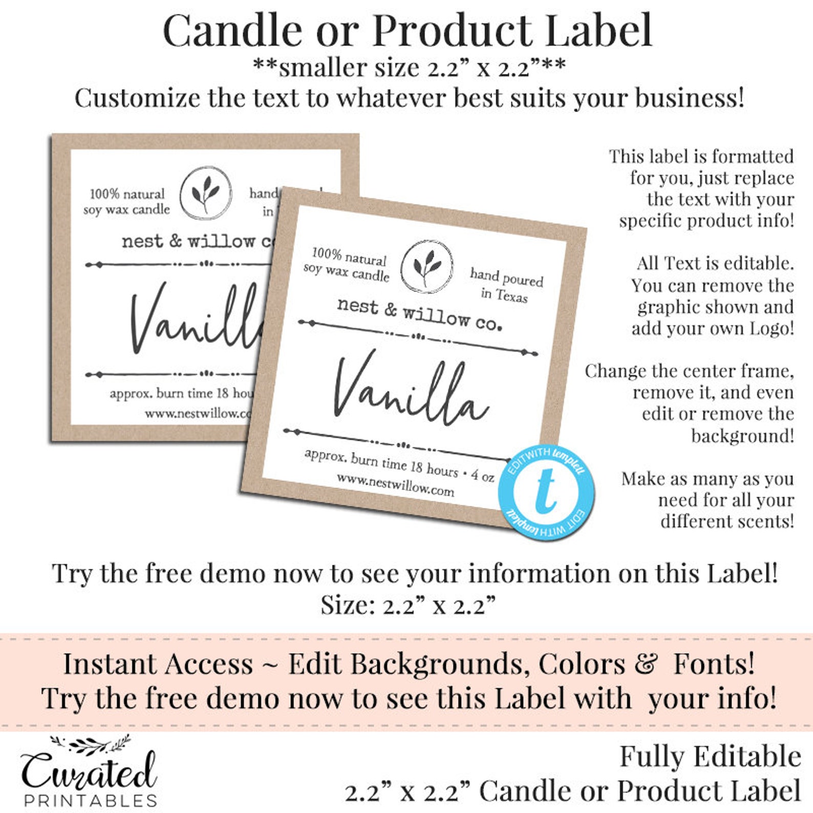 Editable Favor Tags DIY Gift Tags Editable Tags Thank You - Etsy