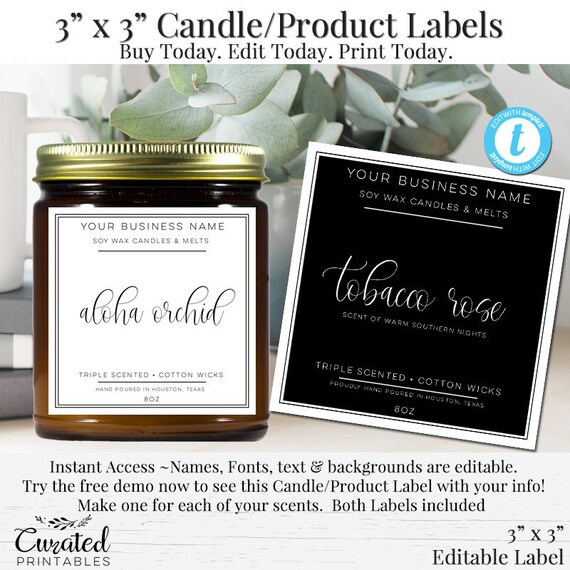 DIY Candle Label Editable Label Editable Product Label DIY | Etsy