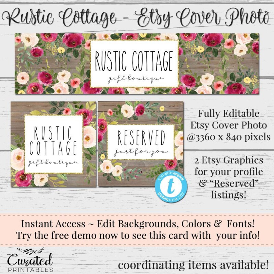 Etsy Cover Photo, DIY Etsy Banner, Editable Etsy Set, DIY Etsy Set ...