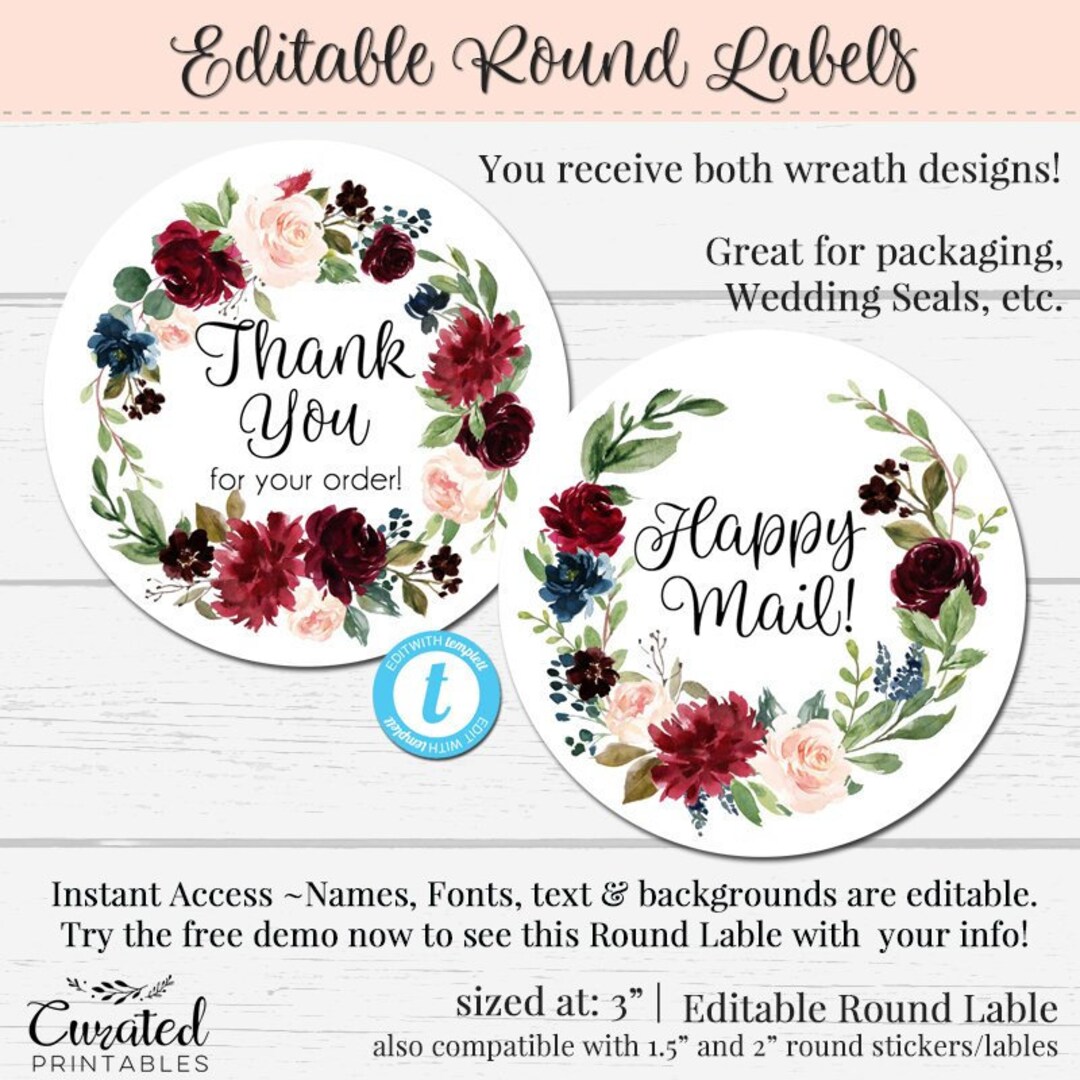 Round Sticker, Editable Label, 3 Inch Round Label, Jar Label, DIY Round ...