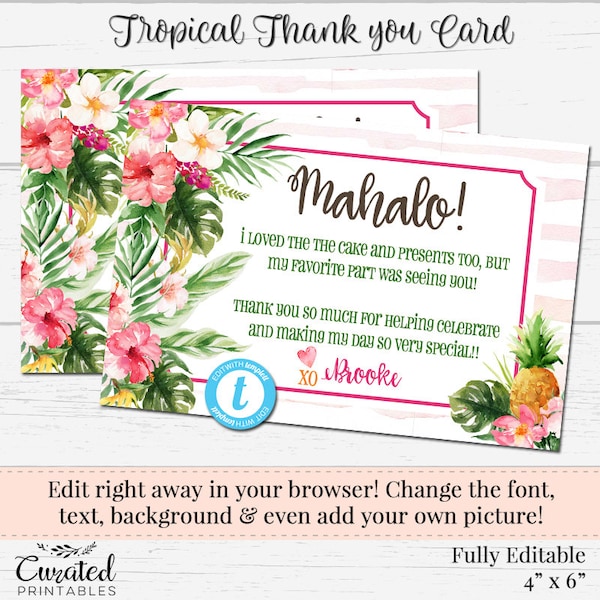 Mahalo Thank You Cards - Etsy