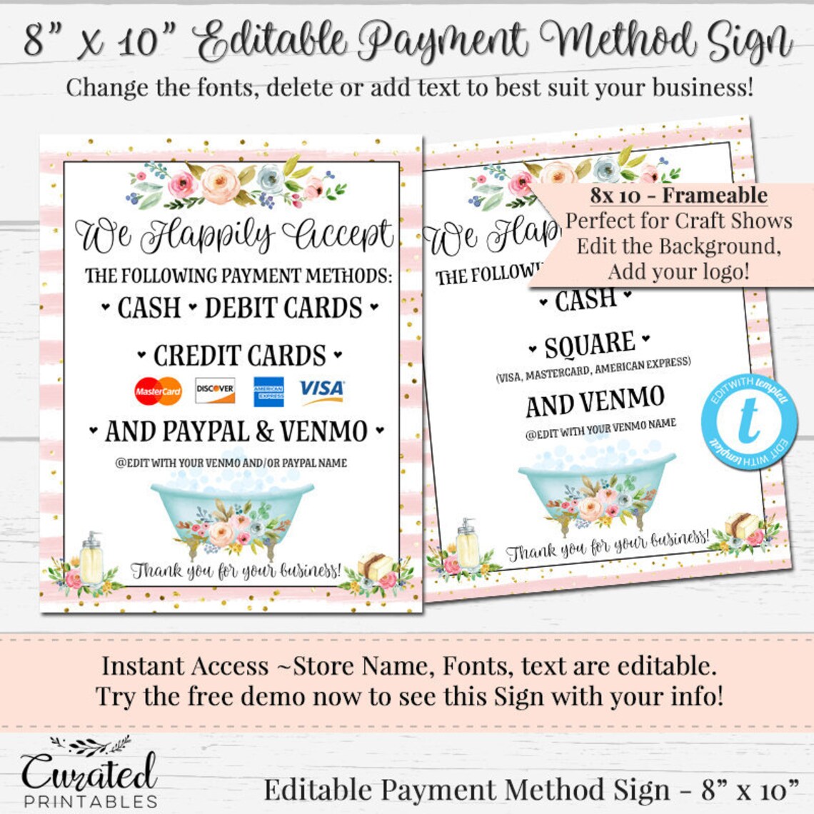 Printable Payment Method Sign We Accept These Payment - Etsy