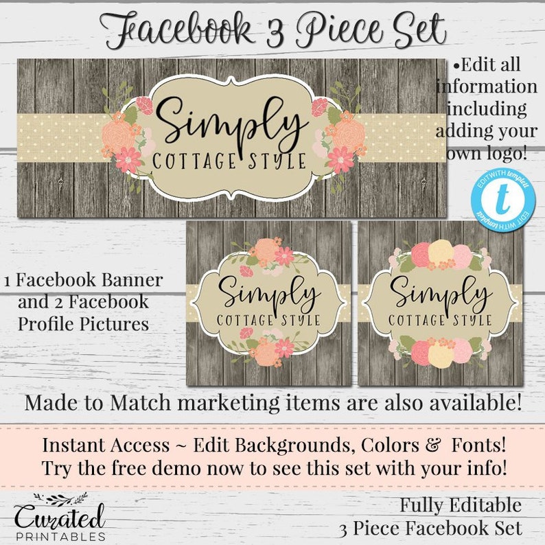 DIY Facebook Set, Customizable Facebook, DIY Facebook, Editable ...